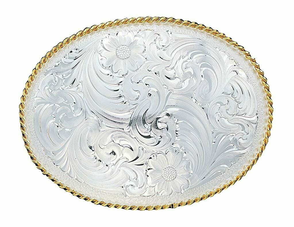 Large Silver Engraved Western Belt Buckle – Wild West Living