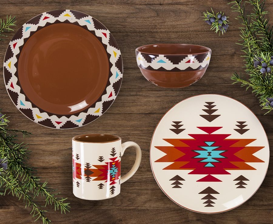 "Del Sol" Aztec 16-Piece Dinnerware Set – Wild West Living
