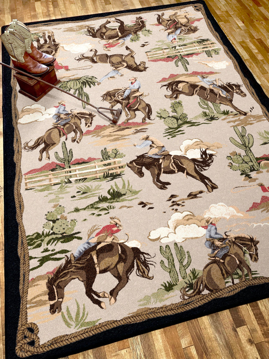 "Retro Cowboy-Natural" Western Area Rugs - Choose from 6 Sizes! – Wild ...