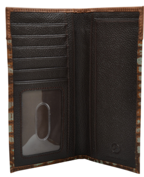 Brown & Turquoise Gator Print Western Rodeo Wallet – Wild West Living