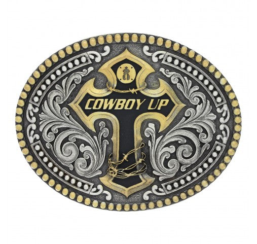 Classic Impressions Two Tone Double Bead "Cowboy Up" Belt Buckle – Wild ...