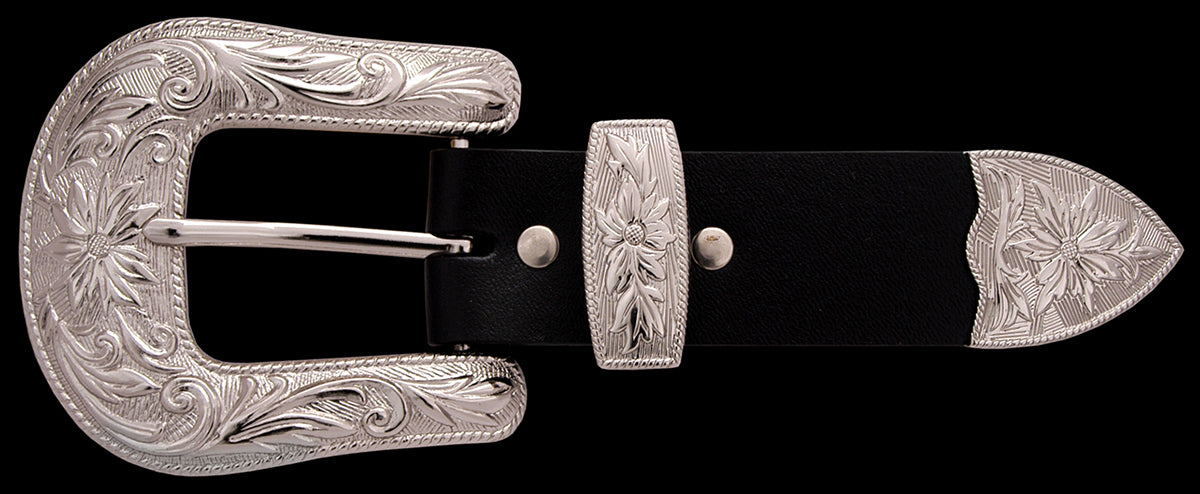 Nickel Western 3-Piece Silver Buckle Set – Wild West Living