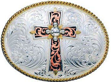 Western Tri-Color Cross Belt Buckle 61074 – Wild West Living