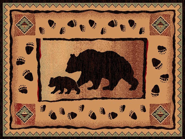 "Bear & Cub" Cabin Area Rug - 5 x 7 – Wild West Living