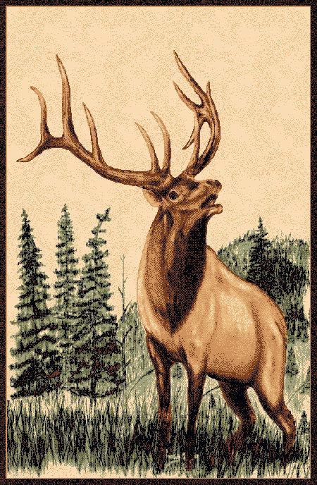 "Elk" Rustic Cabin Area Rug - 4 x 5 – Wild West Living