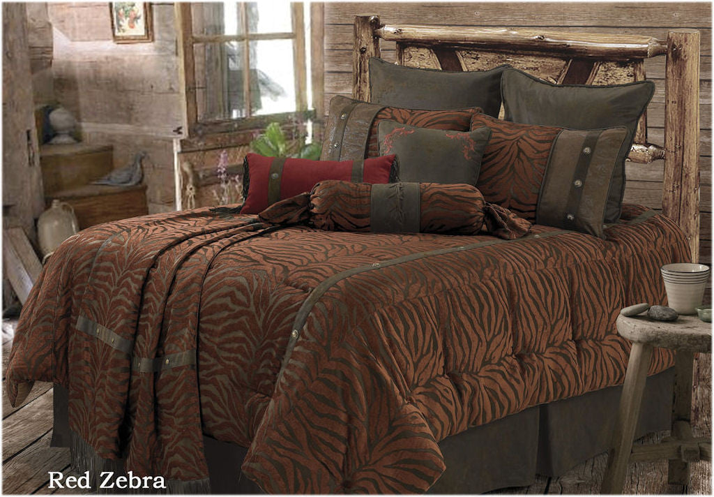 "Red Zebra" Western 5-Piece Bedding Set - Super King – Wild West Living