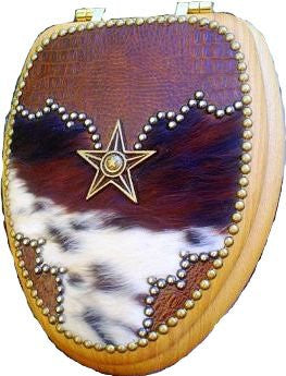 Western Fancy Decor Cowboy Cowhide Star Toilet Seat – Wild West Living